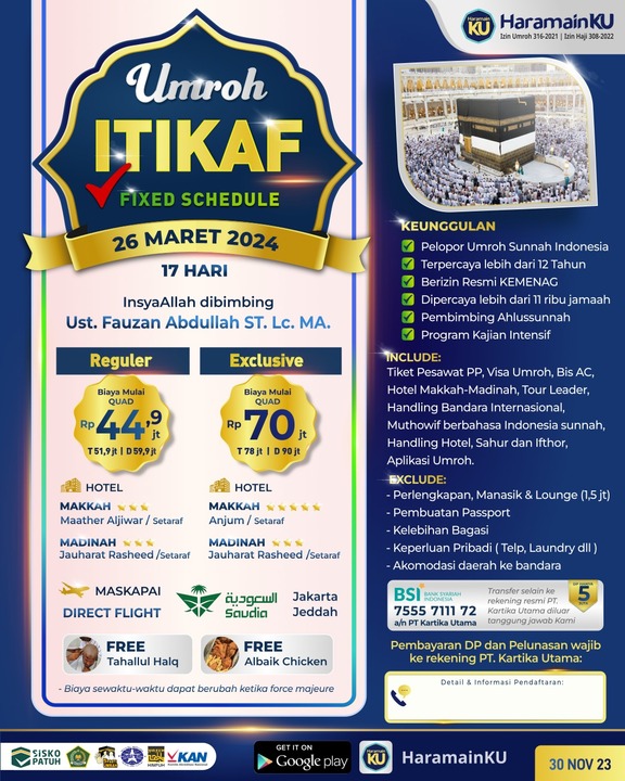 Paket Umroh Ramadhan 2025 [Free Ifthar & Sahur + Diskon 1 JT]